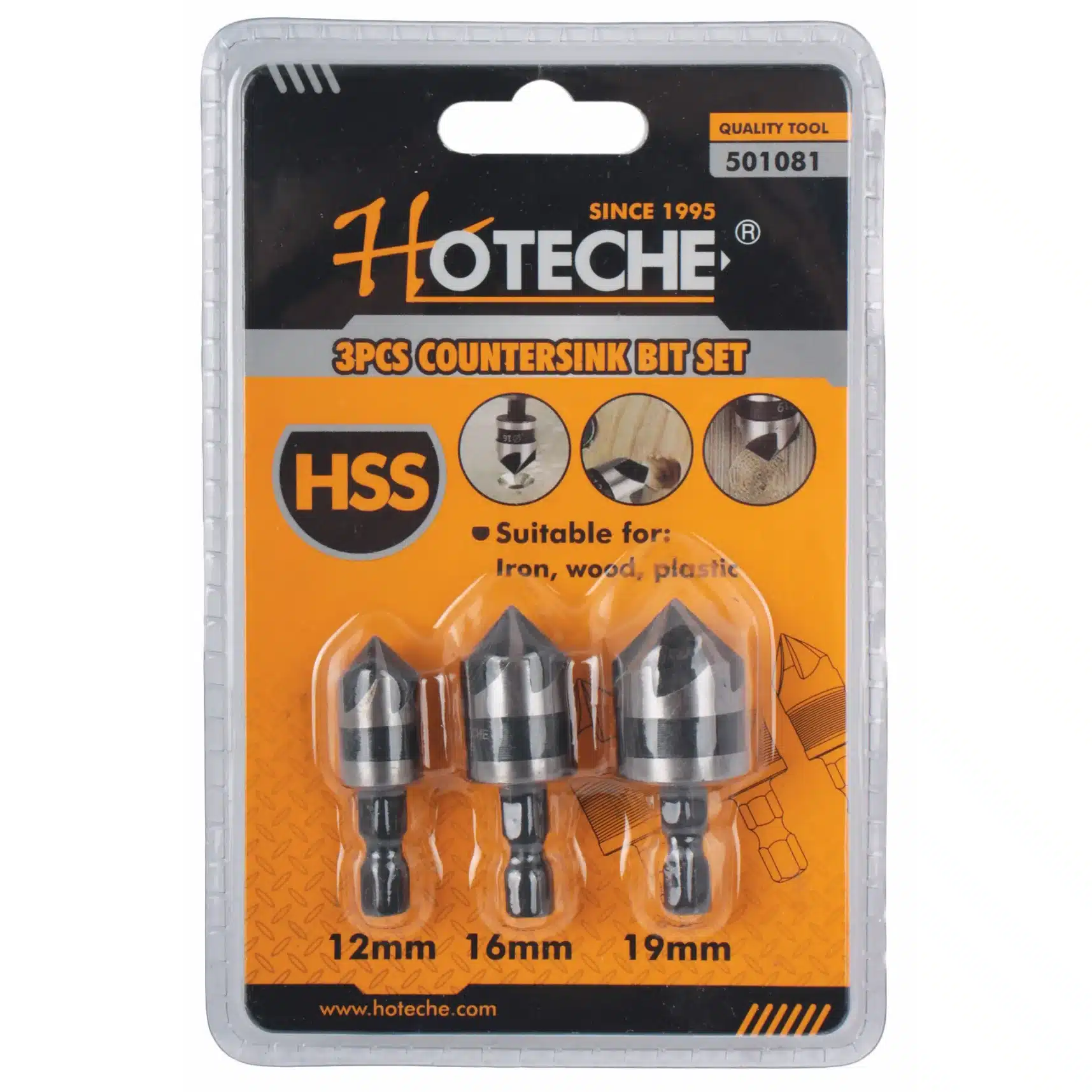 Hoteche 3 Piece HSS Countersink Bit Set - Lekr.co.za