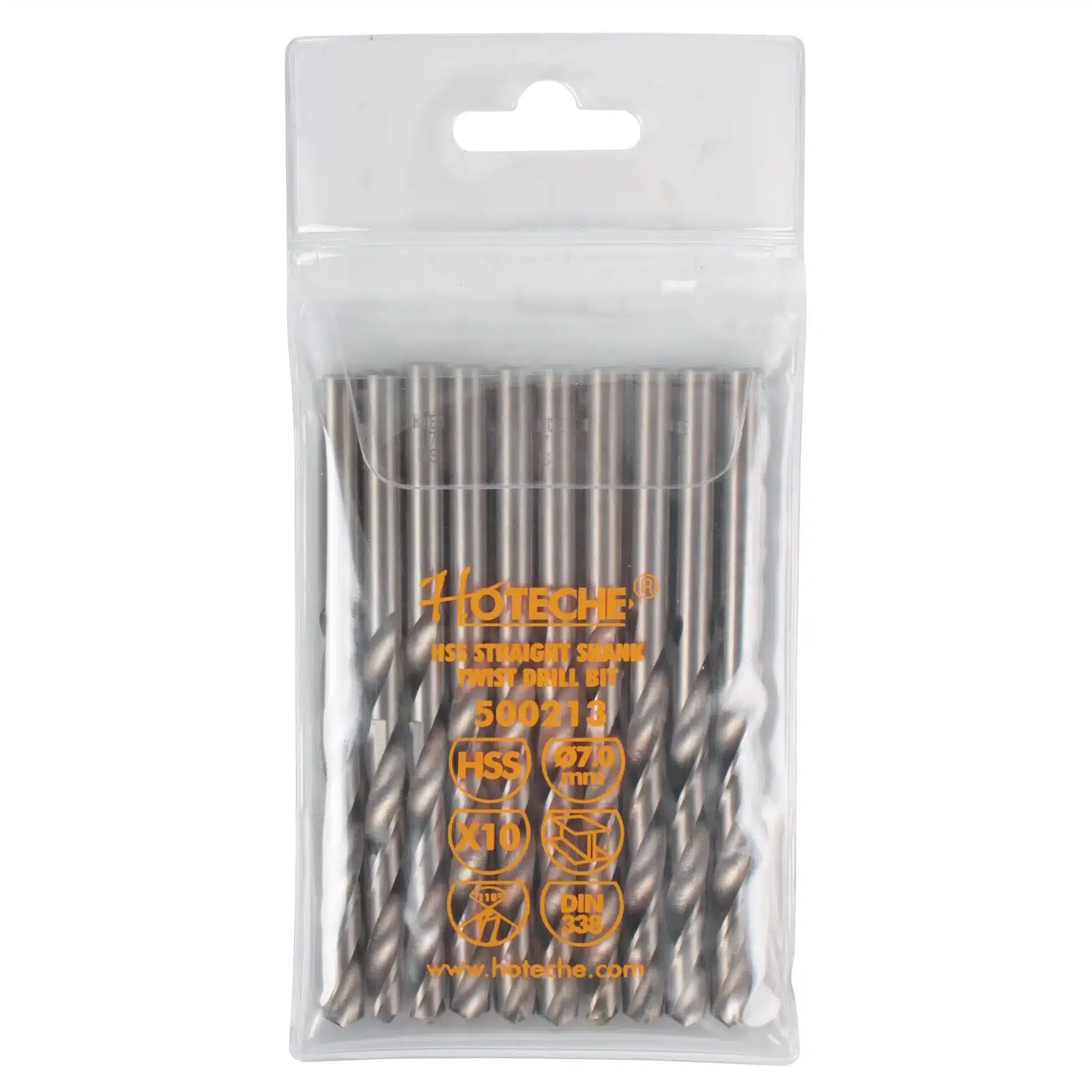 Hoteche 7 millimetre Pack of 10 HSS Drill Bits - Lekr.co.za