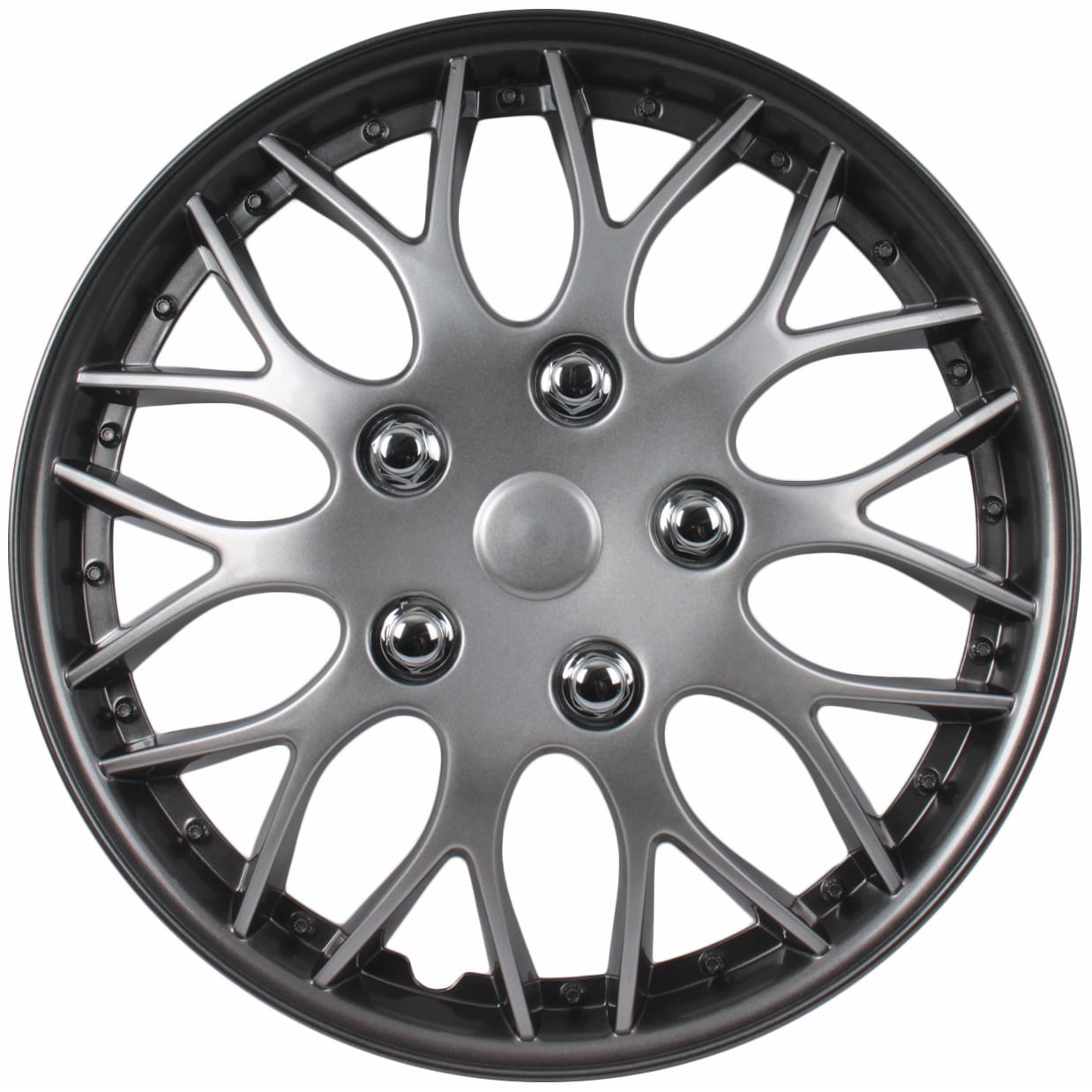 16 Inch Gun Metal and Silver Wheel Cover Set | Lekr.co.za